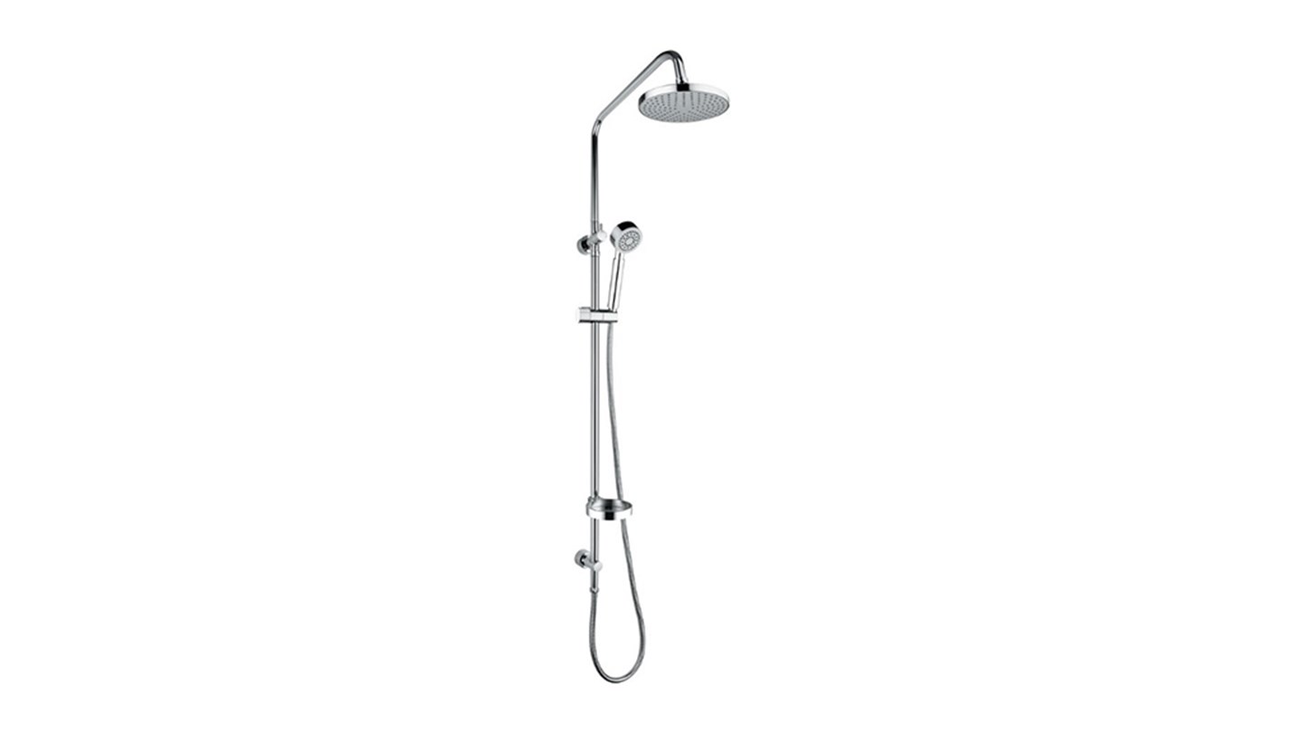 Base Twin Rail Shower with 180mm ABS Overhead with Top Rail Water Inlet ...