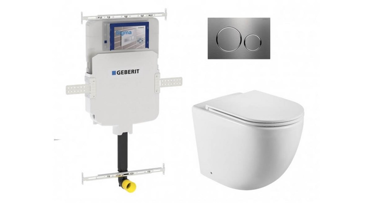 Geberit Sigma8 Cistern + Curve UQF Matte White Wall-Faced Toilet Pan ...
