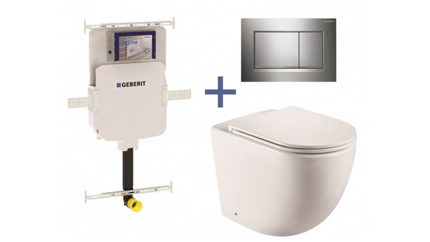 Geberit Sigma8 Cistern + Curve UQF Matte White Wall-Faced Toilet Pan ...