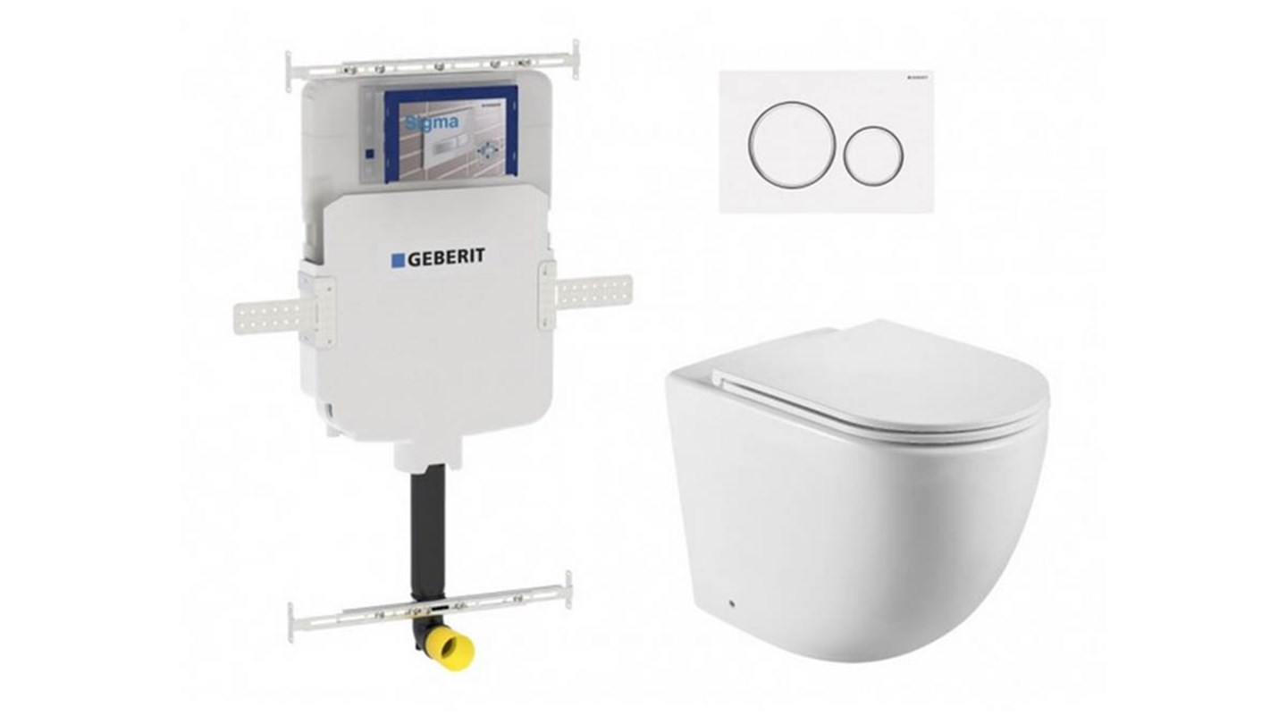Geberit Sigma8 Cistern + Curve UQF Matte White Wall-Faced Toilet Pan ...