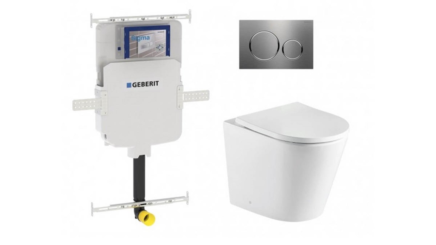 Geberit Sigma8 Cistern + Straight UQF Wall-Faced Toilet Pan with Sigma ...