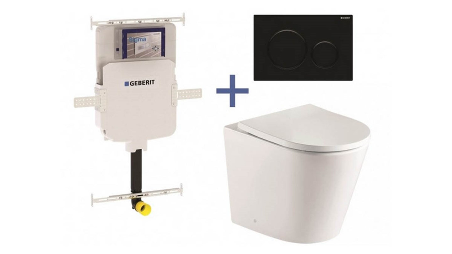 Geberit Sigma8 Cistern + Straight UQF Wall-Faced Toilet Pan with Sigma ...