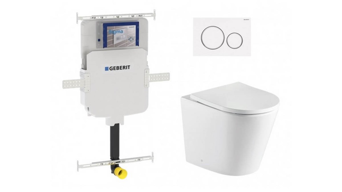 Geberit Sigma8 Cistern + Straight UQF Wall-Faced Toilet Pan with Sigma ...