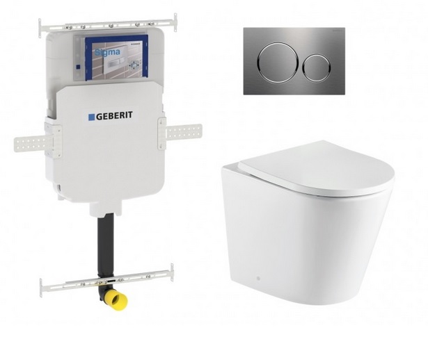 Geberit Sigma8 Cistern + Straight Wall-Faced Toilet Pan with Sigma 20 ...