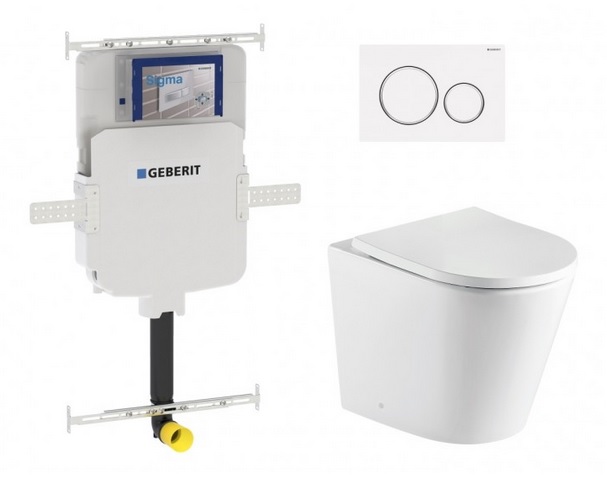 Geberit Sigma8 Cistern + Straight Wall-Faced Toilet Pan with Sigma 20 ...