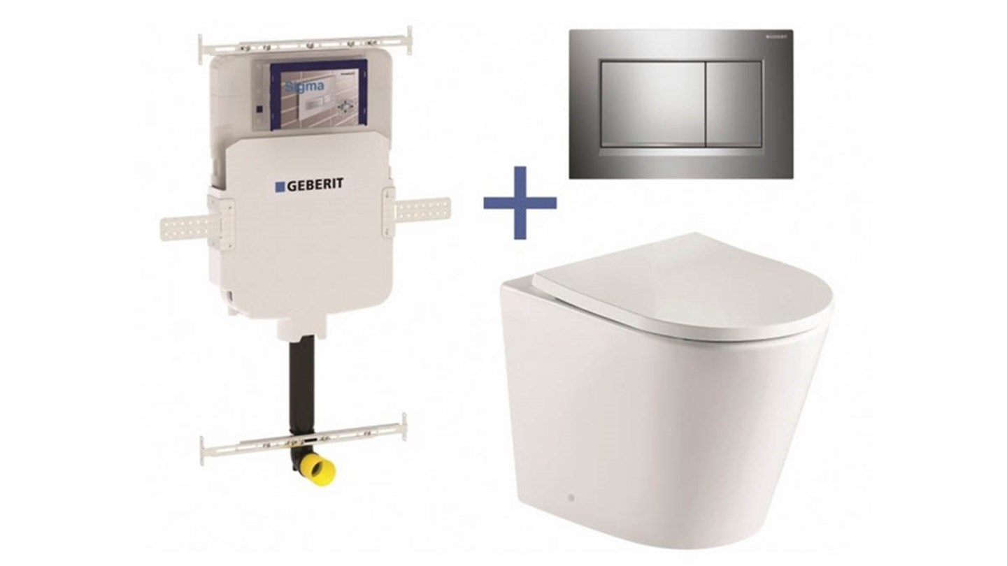 Geberit Sigma8 Cistern + Straight Wall-Faced Toilet Pan with Sigma 30 ...