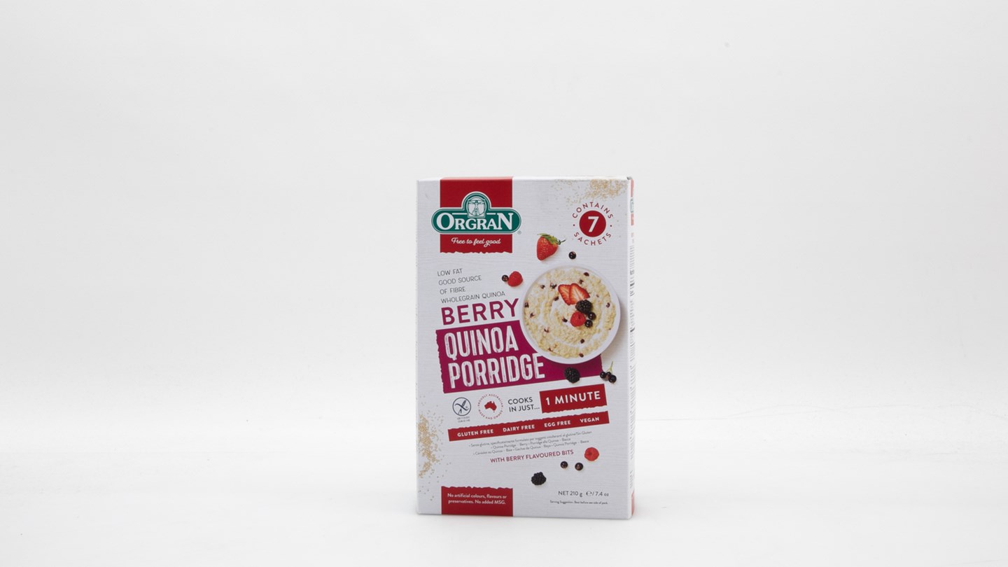 Orgran Gluten Free Porridge Berry Sachets Review | Breakfast cereals ...