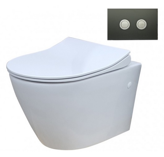 Parisi Ellisse MK II Wall Hung Toilet Suite with Twin Button Black ...