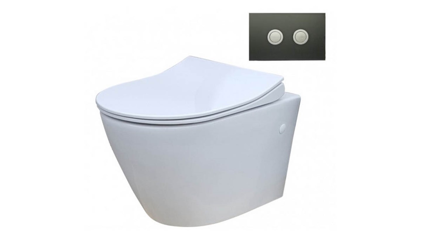 Parisi Ellisse MK II Wall Hung Toilet Suite with Twin Button Black ...