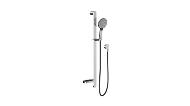 Mizu Drift Twin Rail Shower and 300 Brass Overhead with Top Rail Water Inlet Chrome 9512143 ...