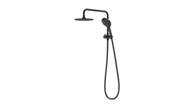 Mizu Drift Twin Rail Shower and 300 Brass Overhead with Top Rail Water ...