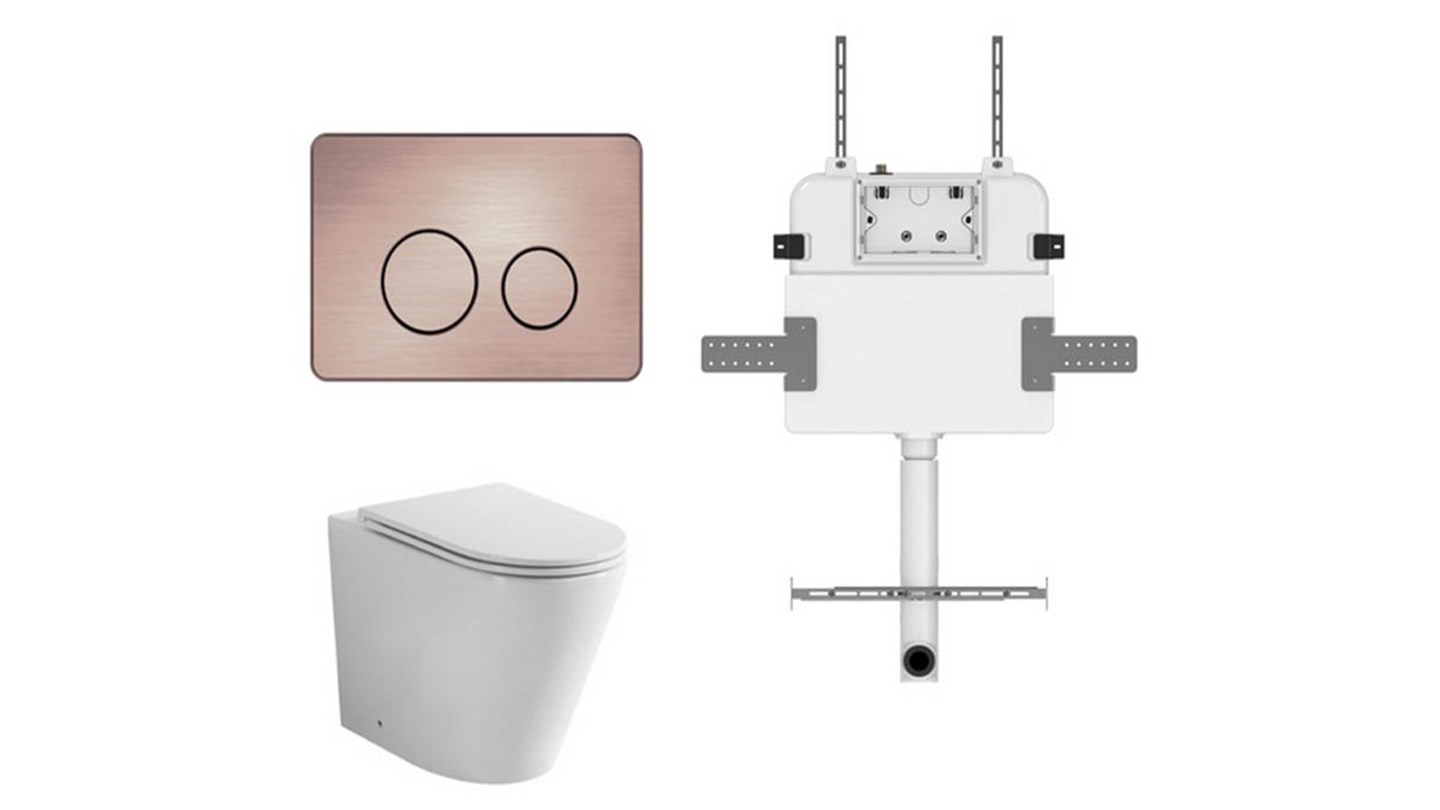 Zumi Java Rimless Floor Pan with Round Brushed Bronze Stainless Steel ...